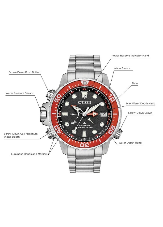 Citizen Promaster Aqualand BN2039-59E Eco-Drive Alarm 200M Diver Men ...