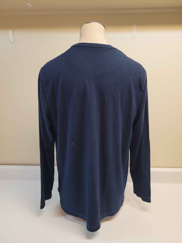 Eddie Bauer Henley Shirt Mens Size XXL Navy Blue Waffle Thermal Long ...