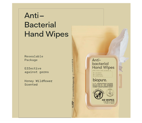 1 Pack of Biopure Anti-Bacterial Hand Wipes - Honey Wild Flower Scent ...