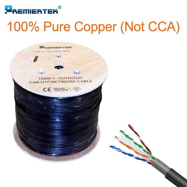 Premiertek BC-OD-CAT6-1KFT 1000 ft CAT6 Outdoor Copper Network Cable ...