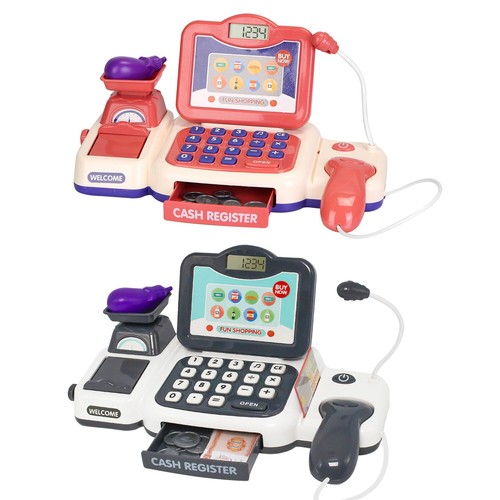 Kids Cash Register Pretend Play Cashier Toy w/ Toy Cash Register Credit ...