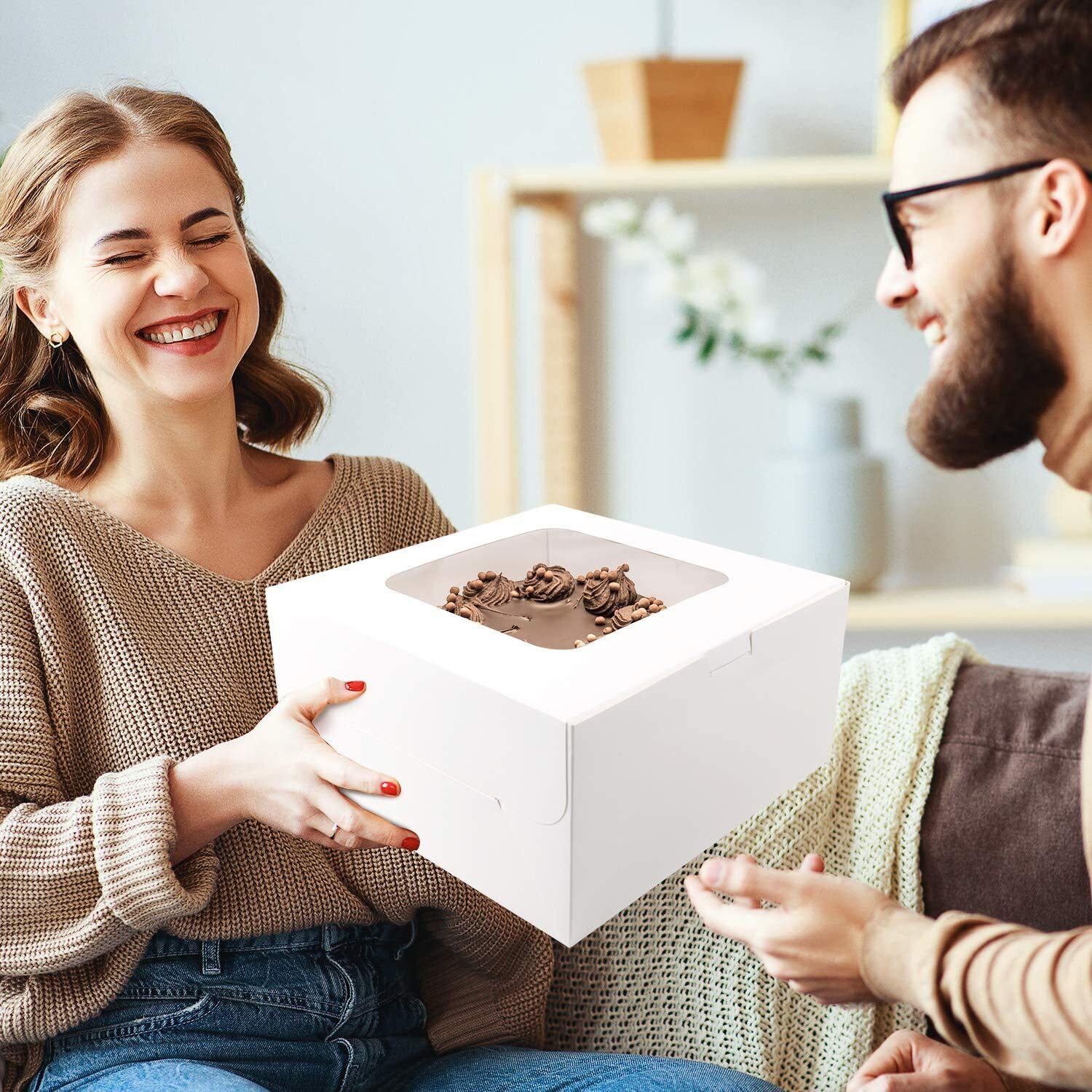 Cake Boxes with Window 24pcs 8x8x5 Inches White Bakery Boxes Cajas ...