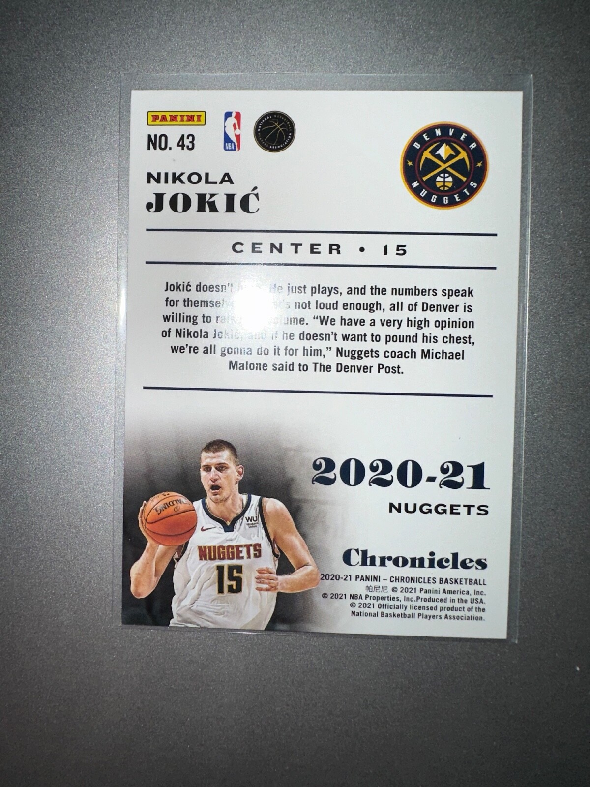 2020-21 Panini Chronicles Nikola Jokic Card #43 Denver Nuggets ...