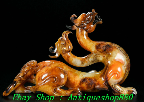 Old China Dynasty Natural Hetian Jade Dragon Beast Phoenix Phenix Pixiu ...