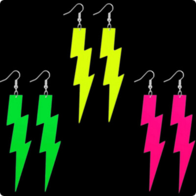 80s Fluro earrings GREEN . NEW Costume 80s party | eBay