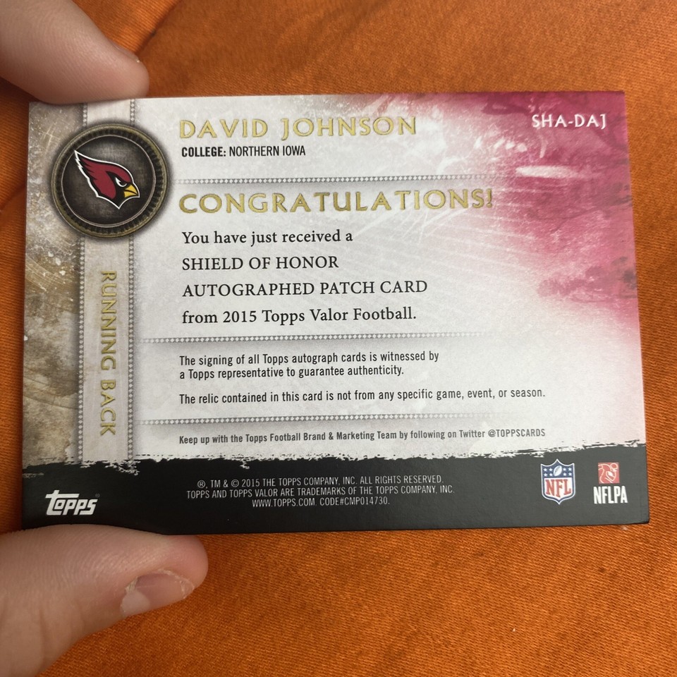David Johnson Rpa/525 Shield Of Honor Valor In Good Condition | eBay
