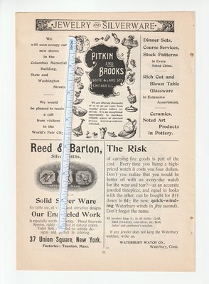 1893 PITKIN & BROOKS Magazine AD~GLASSWARE and CHINA~W.L Douglas $3 ...