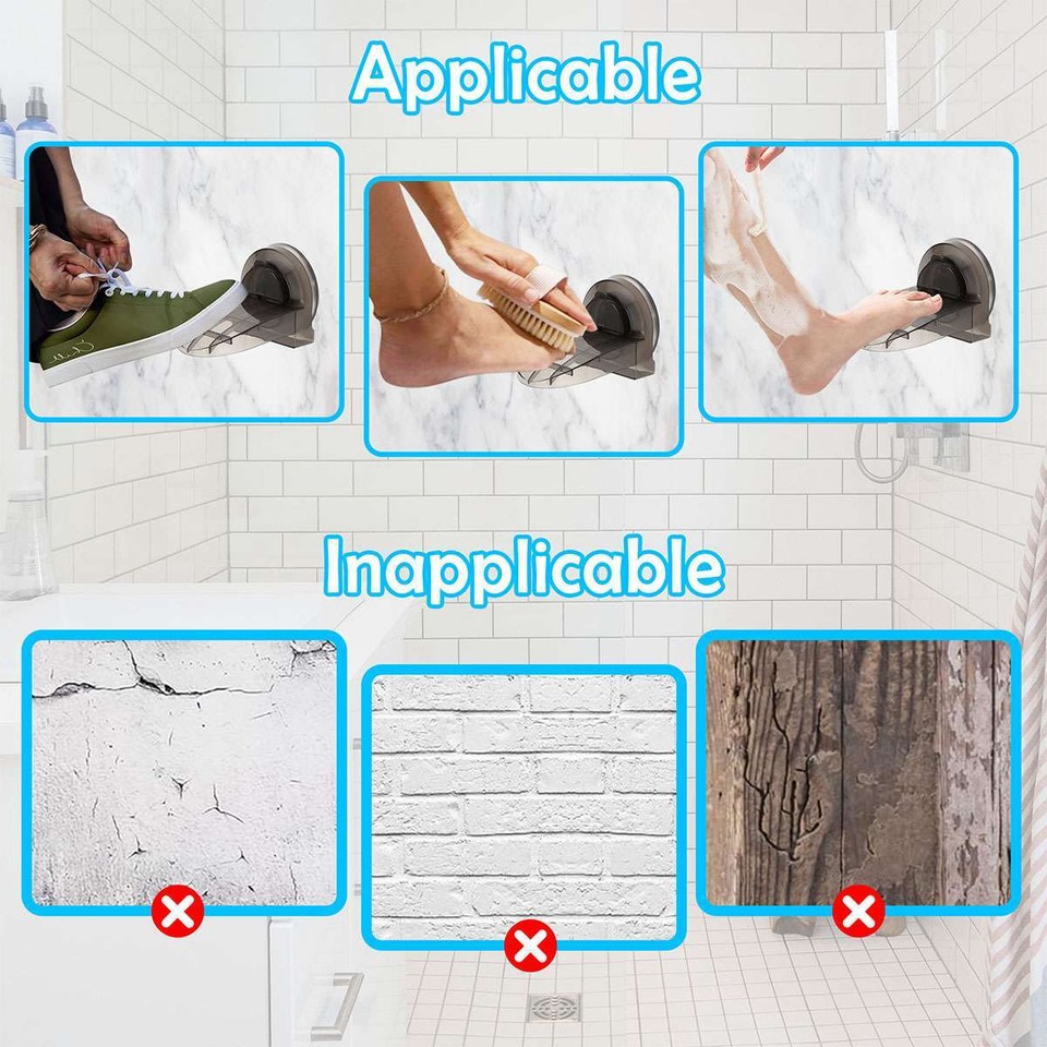 Shower Foot Rest Stand for Shaving Legs Suction Cup Bathroom Washing ...