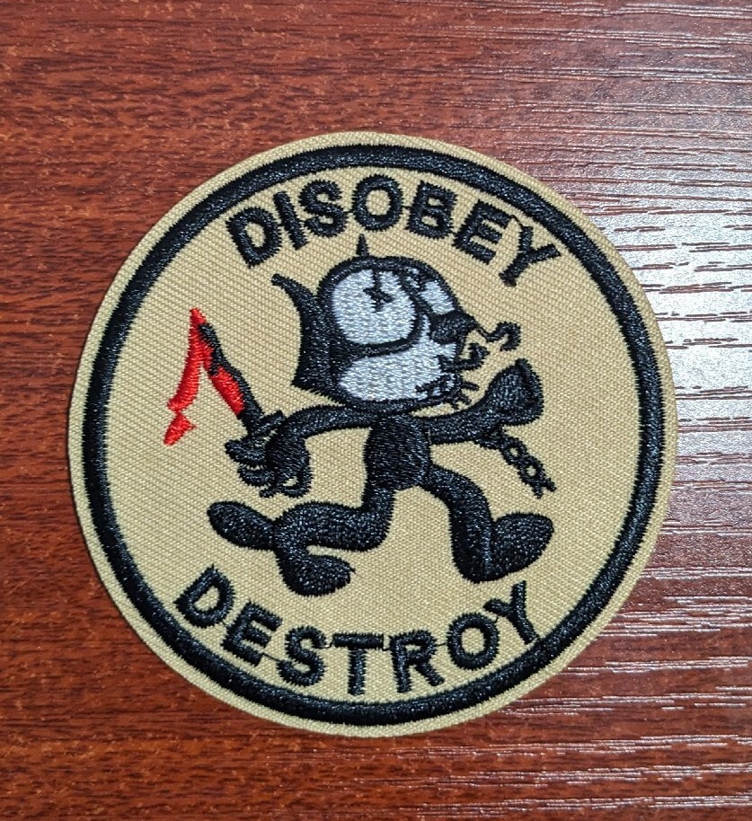 Disobey Destroy Anarchist Black Cat Bloody Knife Embroidered Iron On ...
