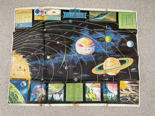 VTG 1965 Universal Map Of Outer Space Rand McNally Planets 33" x 42 ...