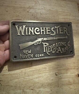 Winchester Plaque Sign Patina Ammo Gun Rifle Collector Patina SOLID ...