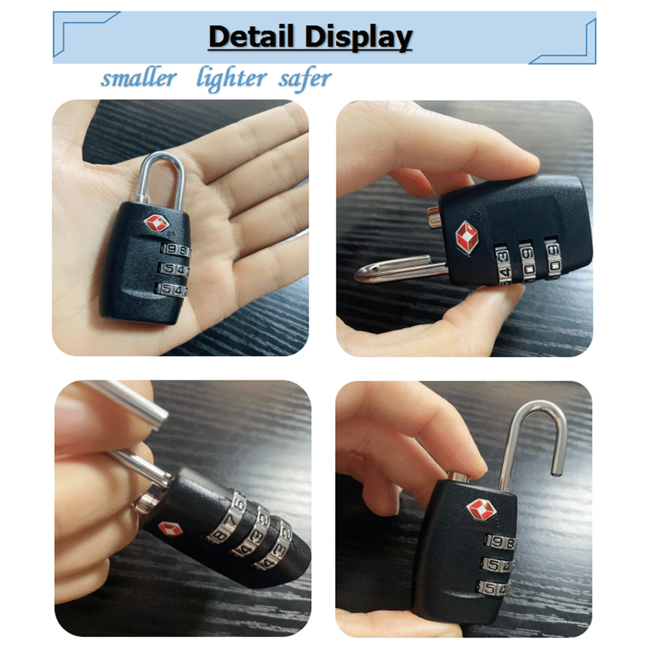 TSA Lock Suitcase Travel Luggage 3 Digit Combination Reset Padlock ...