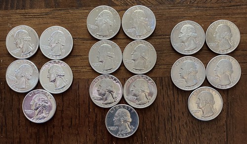 VERY NICE LOT OF 17 WASHINGTON SILVER & CLAD PROOF QUARTERS FREE US ...