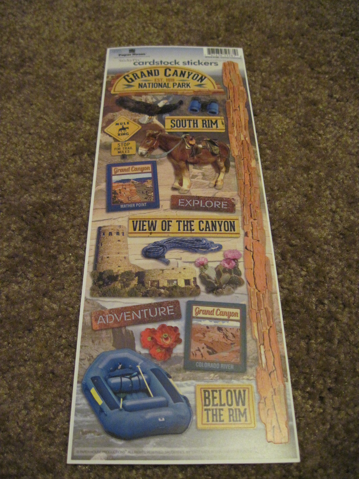 Scrapbooking Stickers Cardstock Paper House 13" Grand Canyon Raft ...