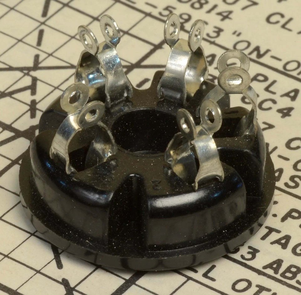 5 Pin Black Phenolic Tube Socket Top For Building Adapters Fits 807 ...