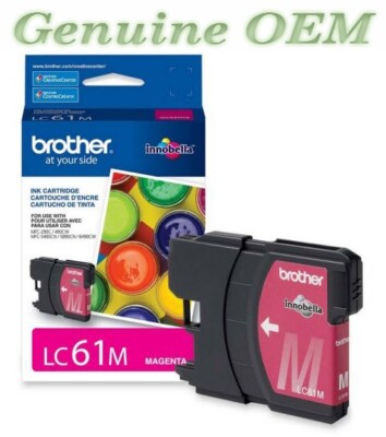 LC61M/LC-61M Original OEM Brother LC61 Ink Cartridge, Magenta Genuine ...