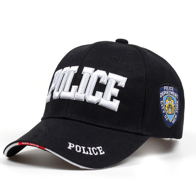 Police Hat Officer Baseball Cap Adjustable Black Hat Headwear Black ...