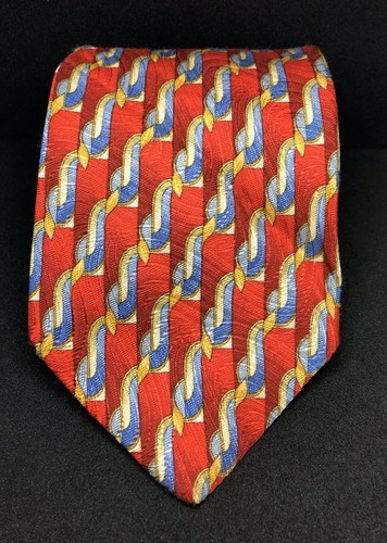 Robert Talbott Studio Tie 100% Silk Hand Sewn Red Gold/Blue Pattern Necktie | eBay