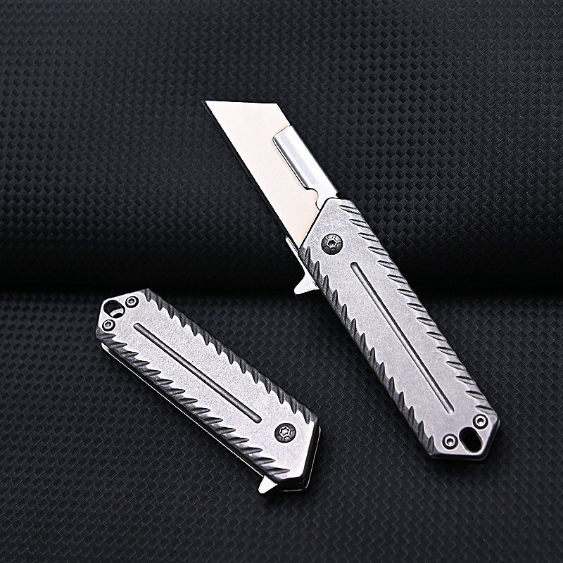 Heavy Steel Handle Folding Pocket Knife Cutter Carving Tool Outdoor ...