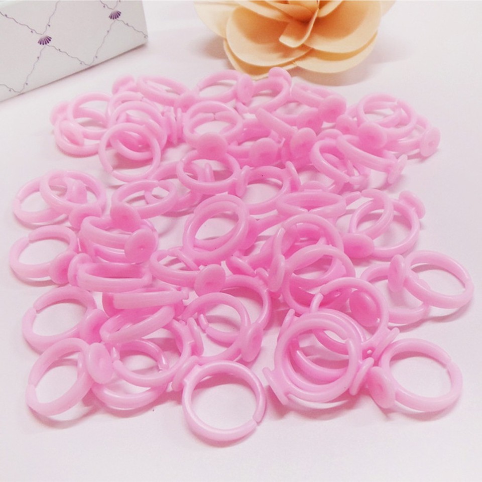 100pcs Ring Bases Adjustable Children's Plastic Ring Holder Round Bezel ...