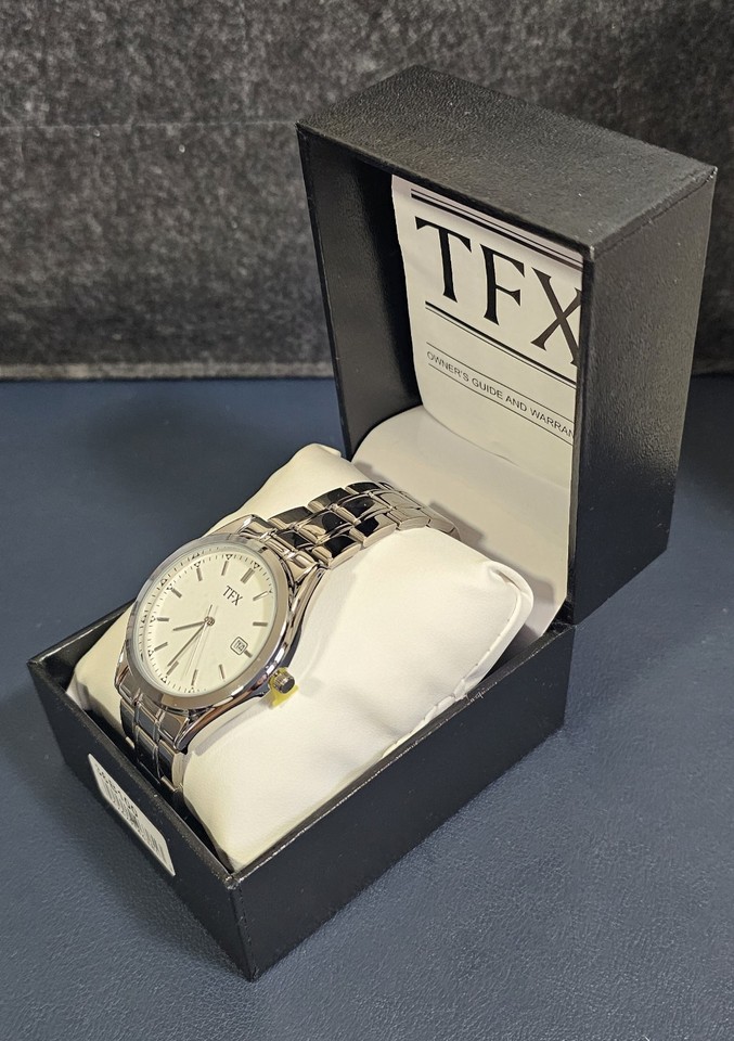 TFX by Bulova Stainless Steel Silver Tone Date White Dial Men's Watch ...