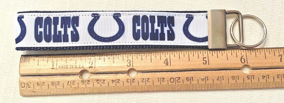 Handmade Key Chain Wristlet, Key Fob decorated with INDIANAPOLIS COLTS ...