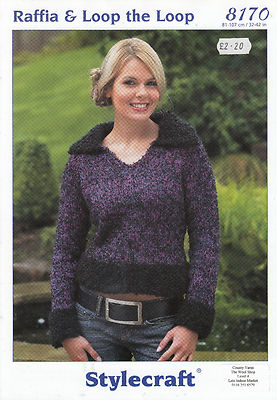 STYLECRAFT RAFFIA & LOOP THE LOOP LADIES SWEATER KNITTING PATTERN - 32 ...