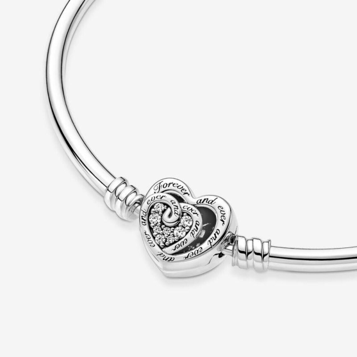NEW PANDORA Entwined Infinite Hearts Clasp Bangle-591064C01 | eBay