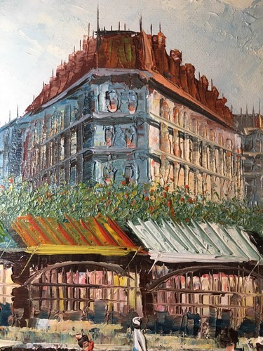 Vintage Oil Painting “street scene “ Paris Thomas Carron Signed on ...