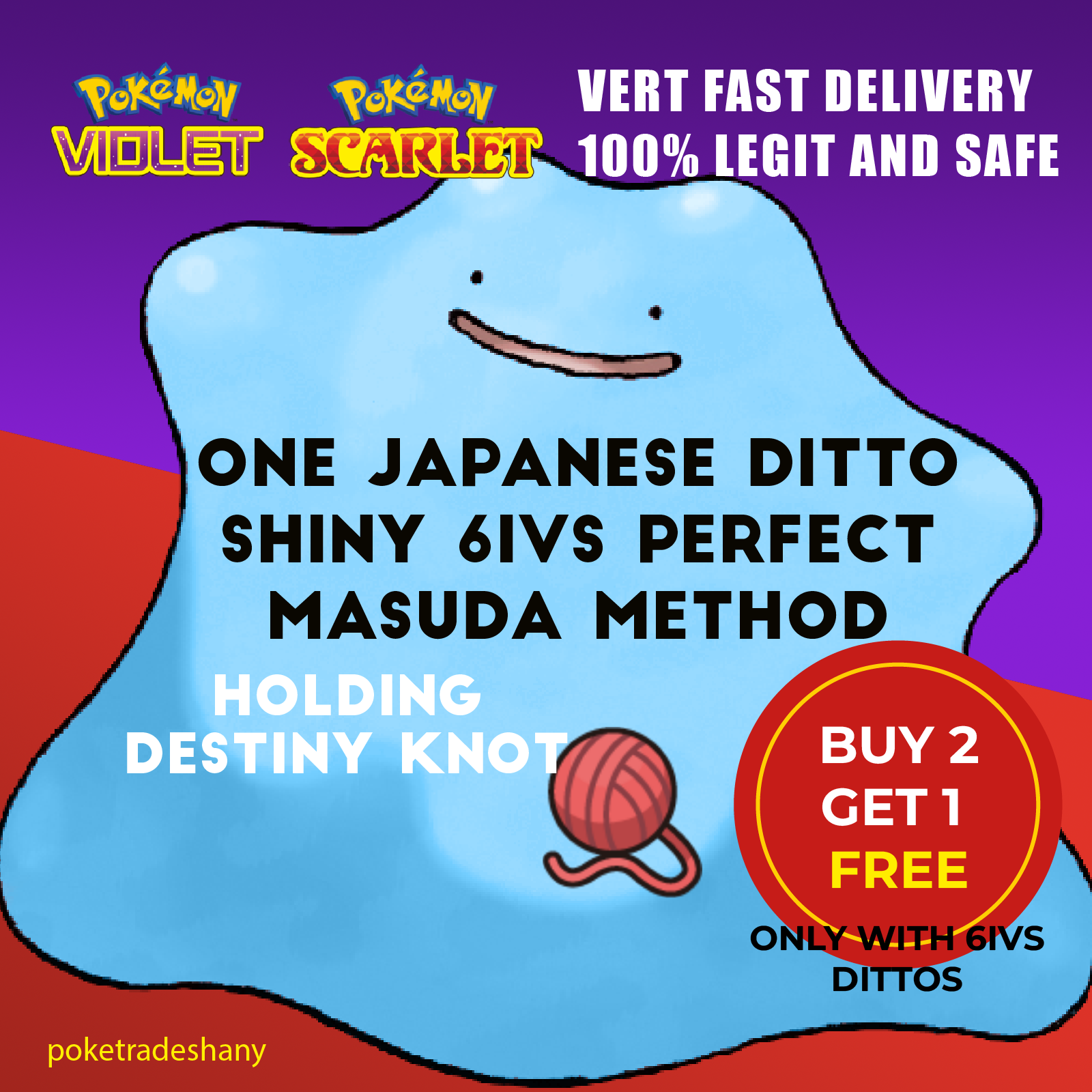 Pokèmon Violet Scarlet Paldea Ditto Shiny 6IV Breeding Masuda Jap 100% ...