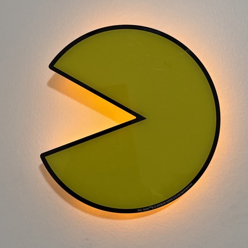Pac-Man Light Up Silhouette Wall Sign Yellow Pacman 8" Works Bandai ...