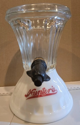 1927 HUNTERS Root Beer Drug Store Milk Glass Soda Fountain Syrup ...