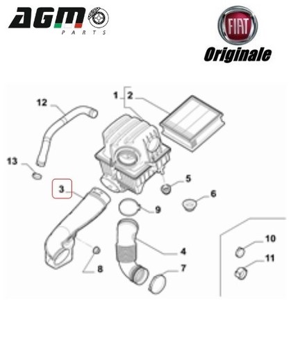 PRESA D'ARIA MANICOTTO FLESSIBILE ORIGINALE FIAT 500X RENEGADE 1.4 1.6 ...
