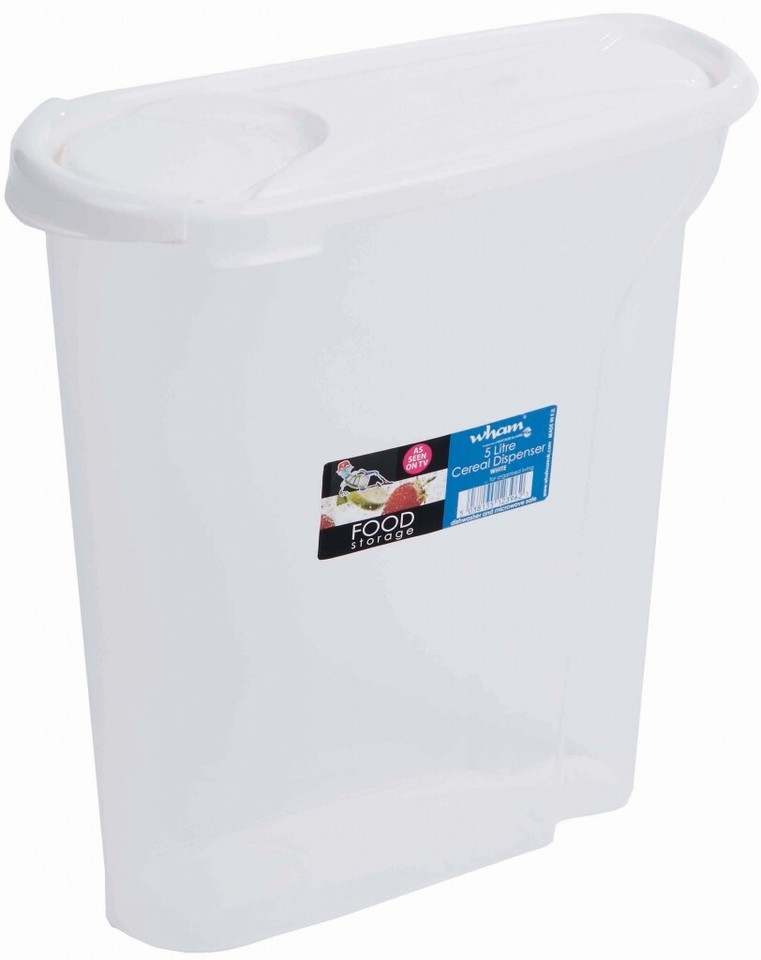 2x 5L Cereal Dispenser Plastic Container Food Kitchen Storage Box With ...