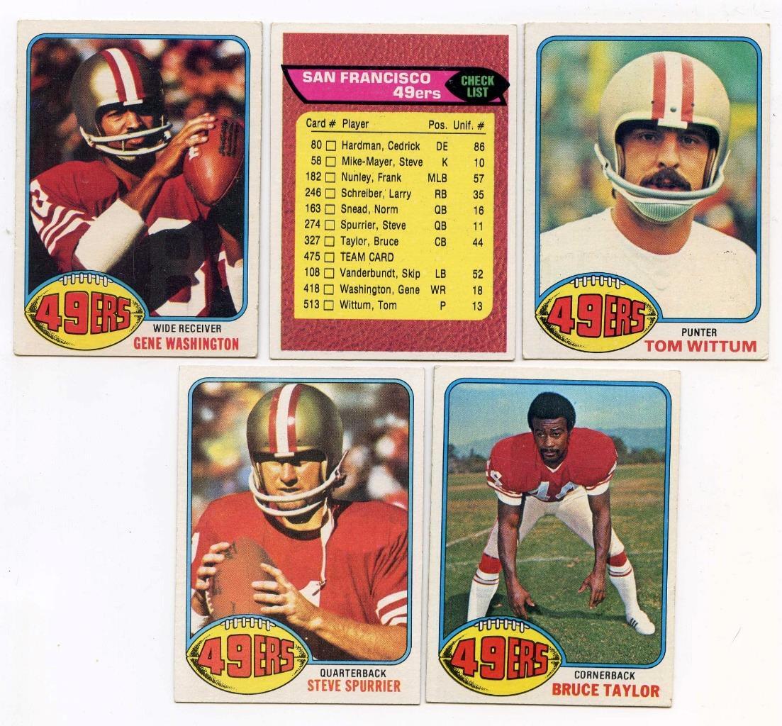 1976 TOPPS FOOTBALL SAN FRANCISCO 49ers 10 CARD LOT W/ STEVE SPURRIER ...