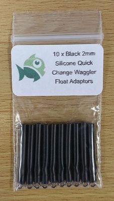 10 x Standard Black 2mm Silicone Quick Change Waggler Float Adaptors ...