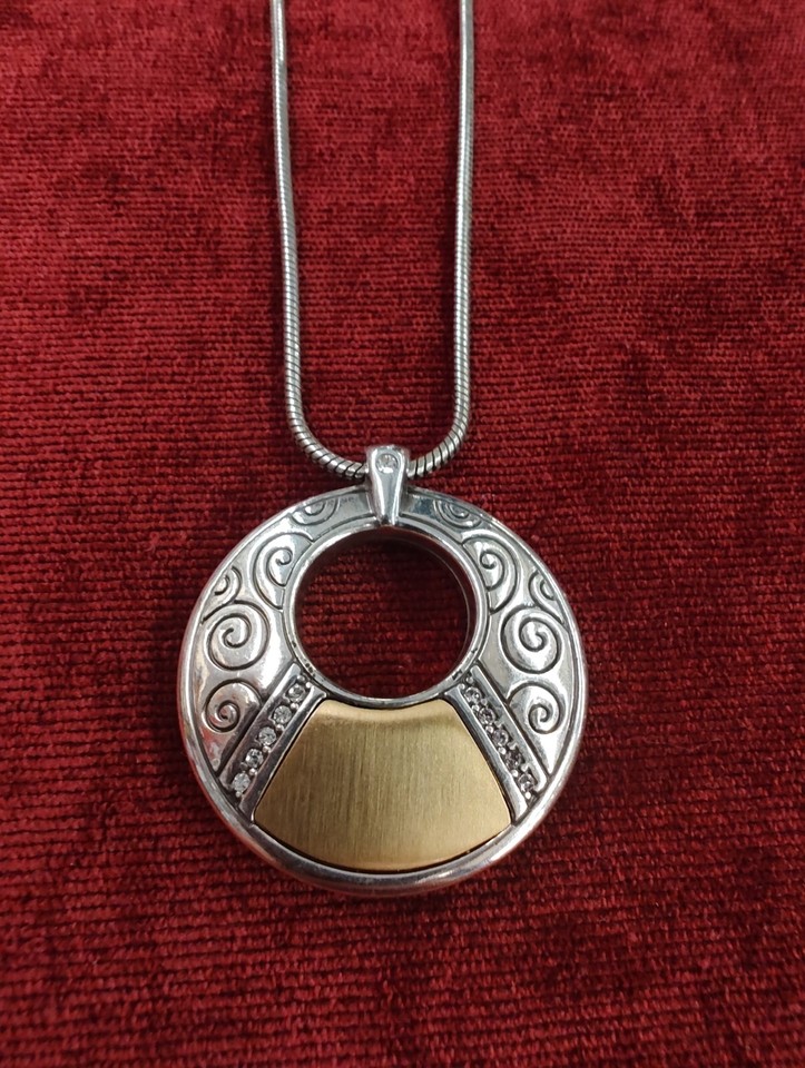 Brighton Shadow Play Reversible Pendant Necklace Silver/Gold Black ...