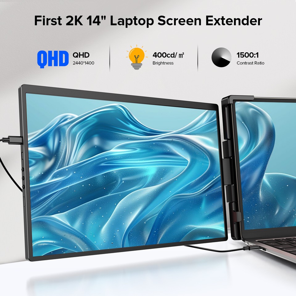 Portable Monitor 14 Inch 2240x1400 Laptop Monitor USB-C HDMI External ...
