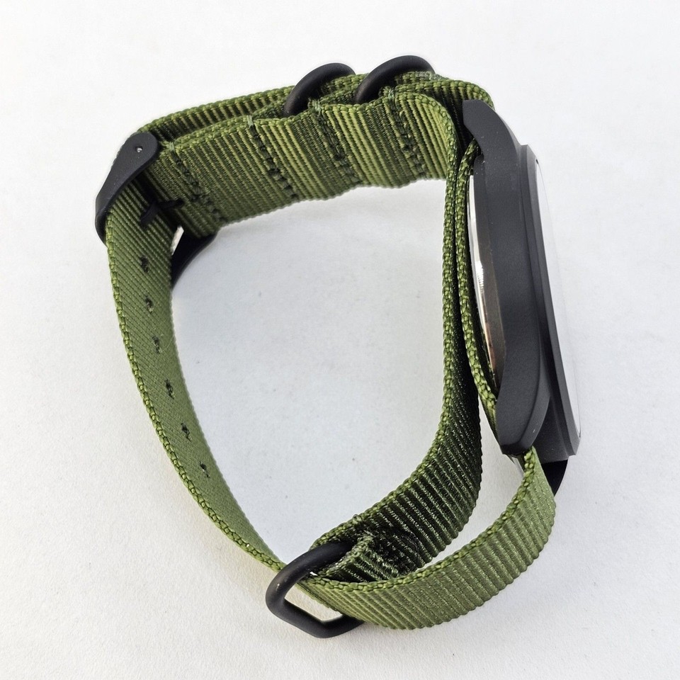 Men's Field Easy Read Watch 42MM Black Dial Army Green Nylon Band Strap ...