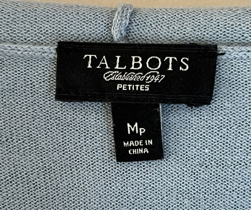 Talbots M Petite Light Blue Thin Knit Wrap Neck Cotton Modal Hood Sweater | eBay