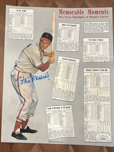 Stan Musial Signed Memorable Moments Baseball Photo JSA COA | eBay