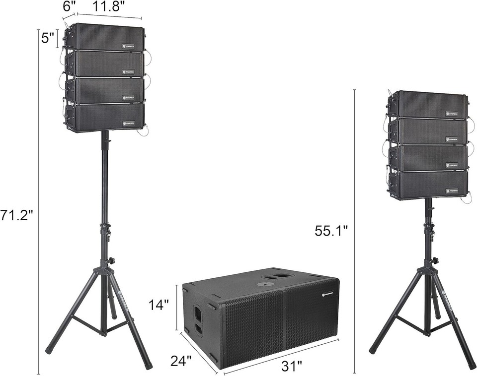 PRORECK Concert Set DJ Powered PA Speaker System Combo 6000W Stereo ...