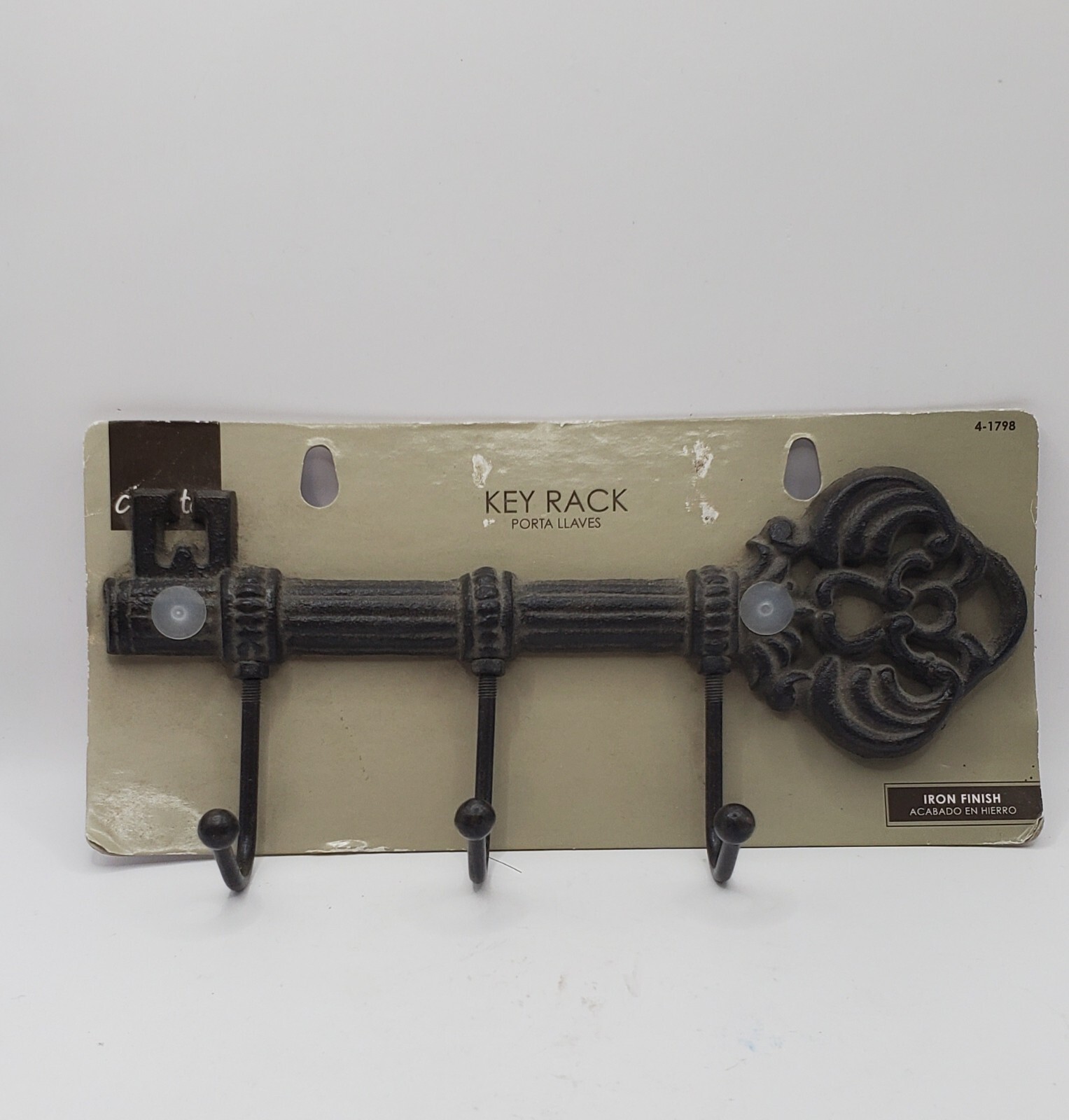 Vintage Style 2015 Cast Iron Skeleton Key 3 Hook Wall Mount Key Holder ...