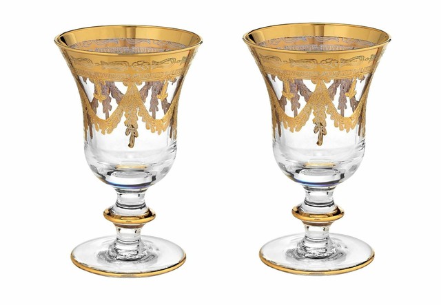 Interglass Italy Crystal Glass - 24k Gold Clear Italian Wine Water ...