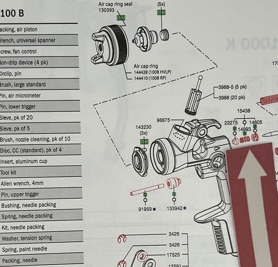SATA JET #15438 Needle Packing Service Set 100BF,1500, NR2000-X5500 ...
