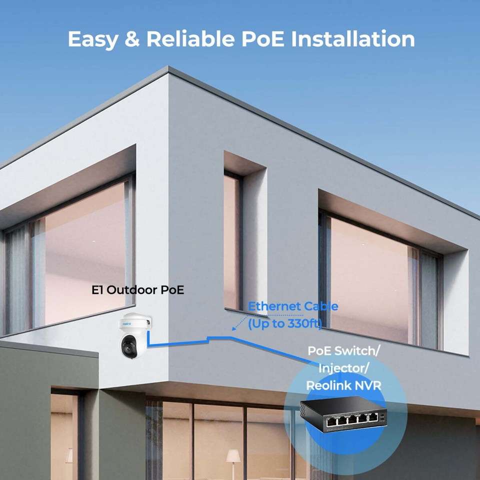 Reolink E1 Outdoor PoE 4K 8MP PTZ Security Camera Pan Tilt Zoom Auto ...