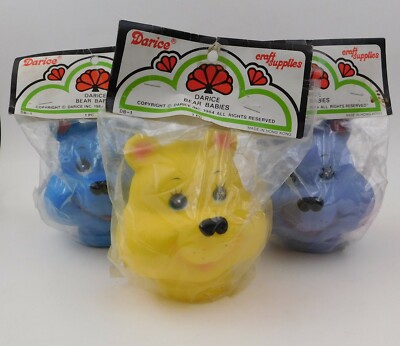 Lot of 3 Bear Babies Doll Head 5" Plastic 1984 Darice Craft Supplies ...