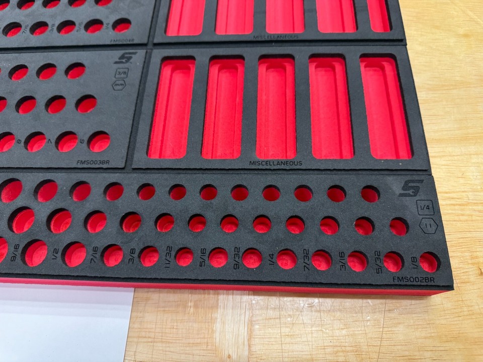 Snap-on Tools RED 4pc Foam Trays for 1/4" 3/8" Drive Metric SAE Sockets ...