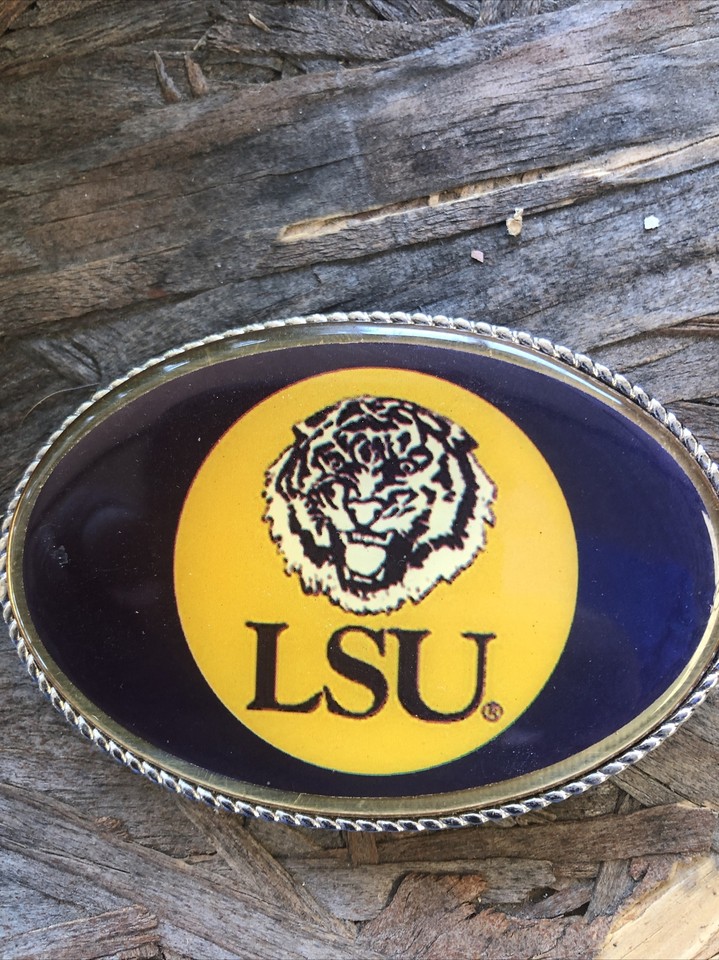 New LSU Tigers Belt Buckle Silver Louisiana State NCAA Acrylic | eBay