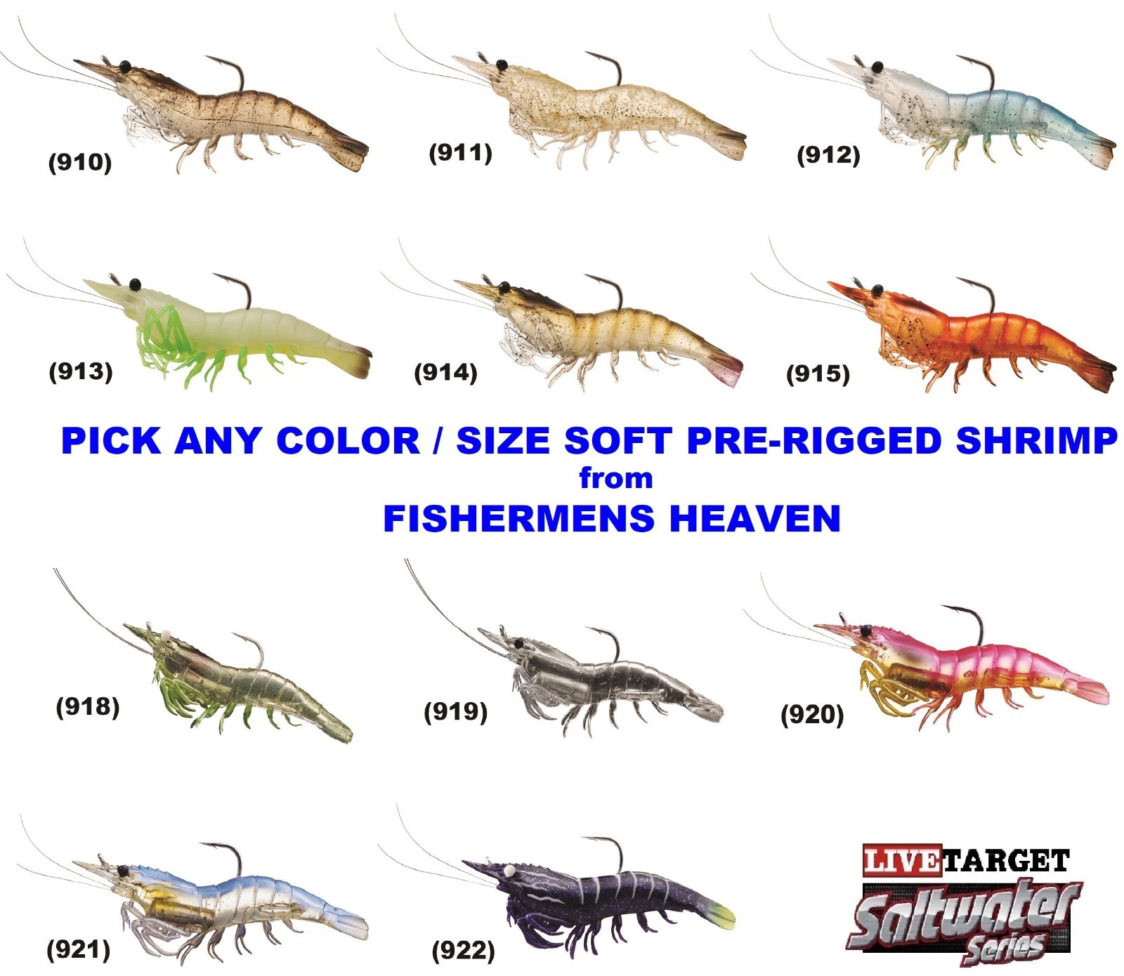 Live Target Shrimp Pre Rigged Soft Plastics Lure Any SSF75SK SSF100SK ...